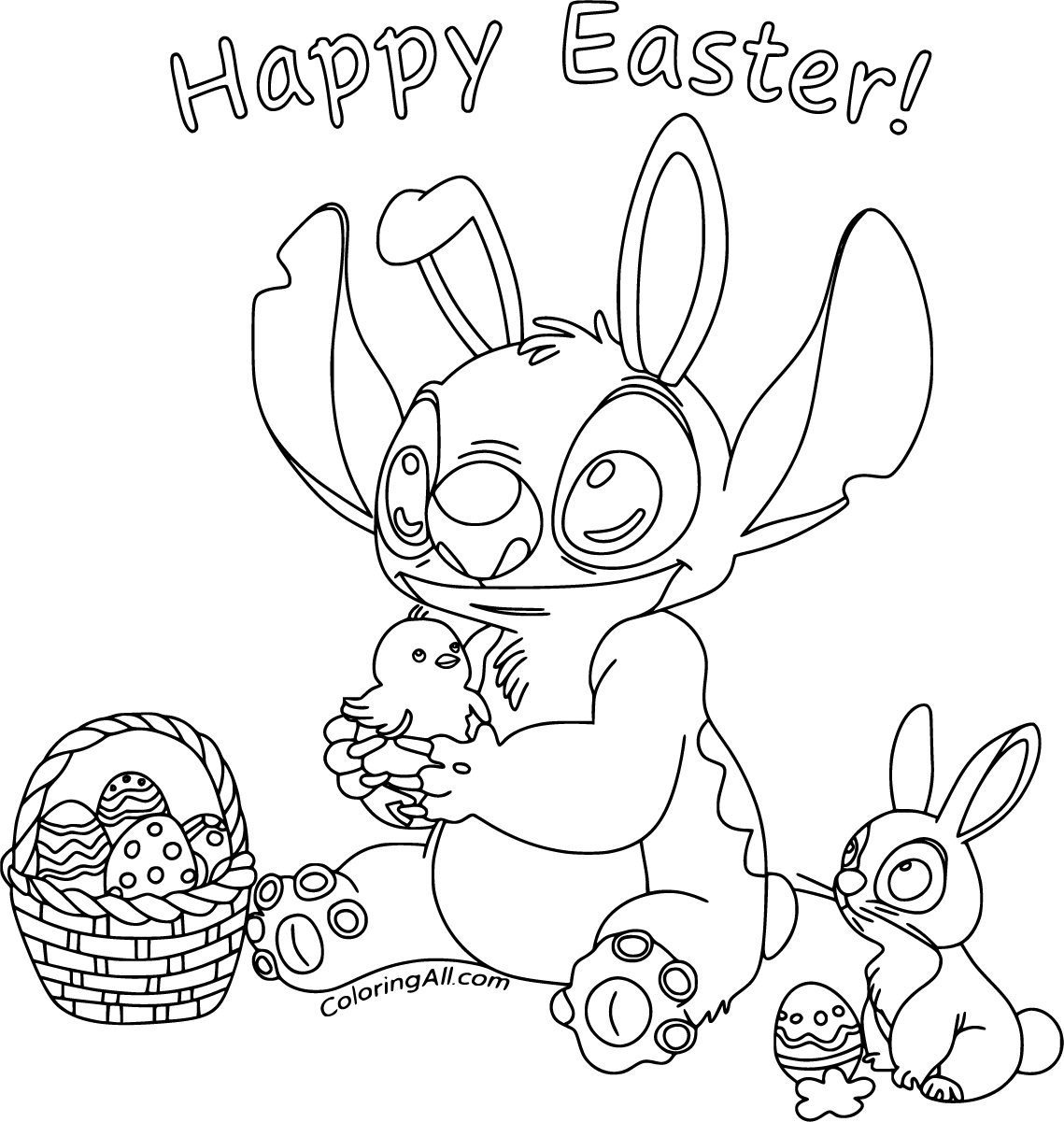 Stitch Easter Coloring Pages (9 Free Printables) - ColoringAll